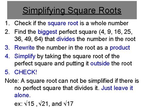 Simplifying Square Root Expressions Numbers With A Root
