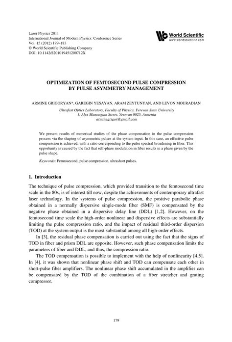 Pdf Optimization Of Femtosecond Pulse Compression By Pulse Asymmetry Management