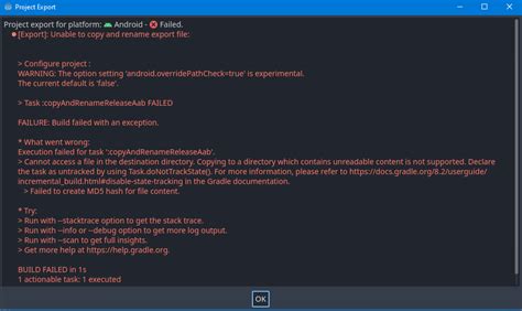 Gradle Error Export Aab Unable To Copy And Rename Export File Help Godot Forum