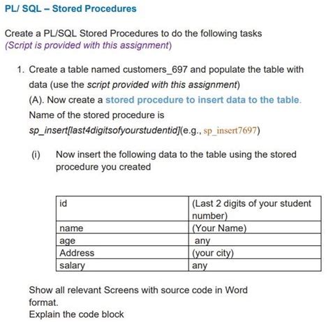 solved pl sql stored procedures create a pl sql stored