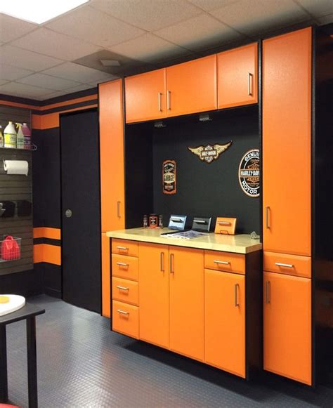 Orange Garage Cabinetry Garage Design Garage Interior Garage Furniture