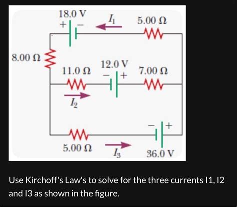 Solved Use Kirchoff S Law S To Solve For The Three Currents Chegg Com