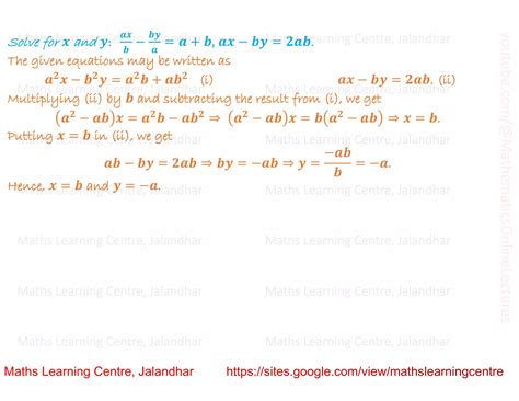 Class 10 Chapter 3 Pair Of Linear Equations In Two Variables Algebraic Methods Substitution