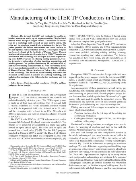Pdf Manufacturing Of The Iter Tf Conductors In China Dokumen Tips