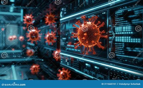 Virus Attack Visualized As A 3d Model Attacking A Computer System Stock Image Image Of Data