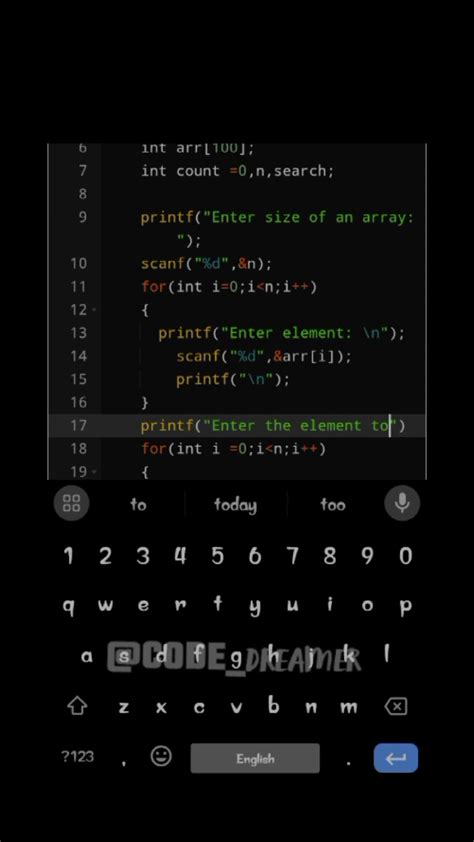 C Program To Count The Occurrence Of Element Of An Array Codedreamer7 Shorts Coding Youtube