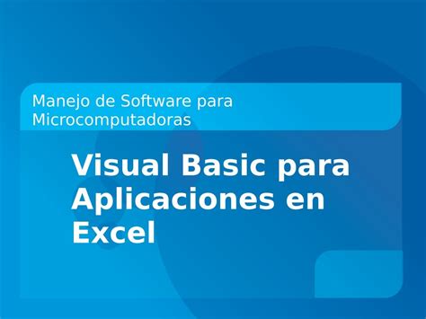 Pdf De Programación Visual Basic Para Aplicaciones En Excel