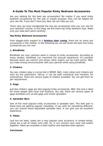 A Guide To The Most Popular Kinky Bedroom Accessories