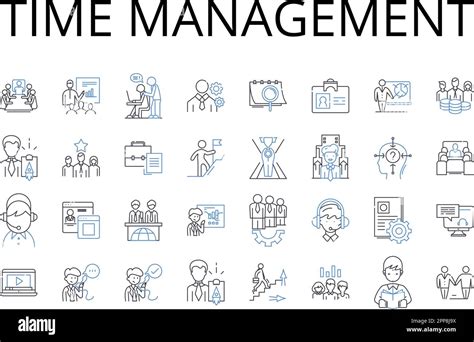 Time Management Line Icons Collection Goal Setting Task Scheduling Project Planning