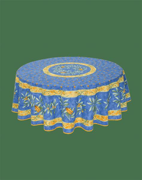 Round French Provencal Tablecloth Cigale Blue 70 Round Easy Care