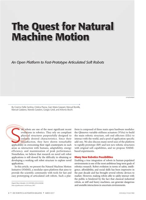Pdf The Quest For Natural Machine Motion An Open Platform To Fast