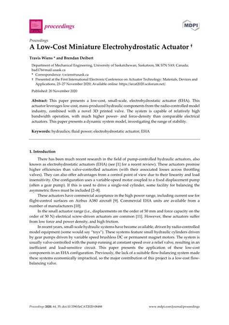 Pdf A Low Cost Miniature Electrohydrostatic Actuator