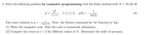 Solved Hello I Need To Create A Program In Octave To Solve