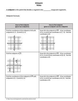 Geometry Worksheet Midpoint By My Geometry World TpT