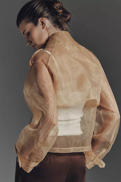 Maeve Crop Sheer Organza Trench Coat Anthropologie