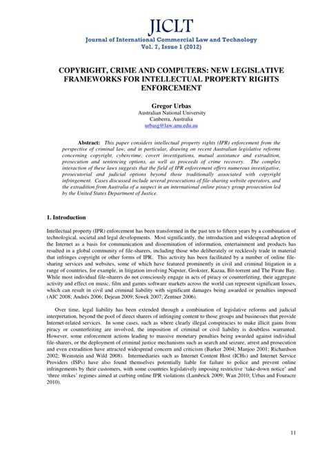 Pdf Copyright Crime And Computers New Legislative Frameworks For Intellectual Property