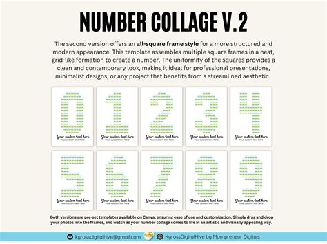 Customizable Number Collage Canva Frame Templates Editable Number Collage Templates Number