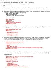 Quiz 3 SQL Chapter 6 Solutions CS327e Elements Of Databases Fall 2016 Quiz 3 Solutions UTEID