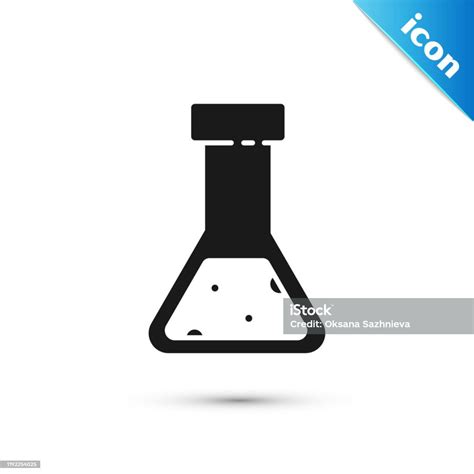 흰색 배경에 격리 된 검은 색 테스트 튜브 및 플라스크 화학 실험실 테스트 아이콘 실험실 유리 표지판 벡터 일러스트레이션 개발에 대한 스톡 벡터 아트 및 기타 이미지