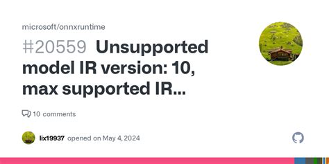 Unsupported Model IR Version Max Supported IR Version Issue Microsoft