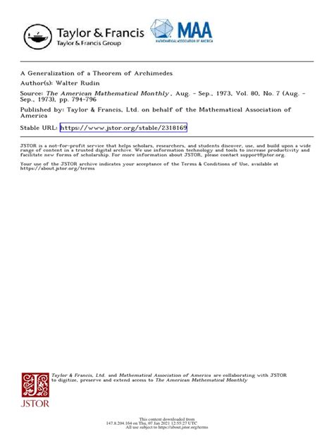 A Generalization Of A Theorem Of Archimedes Pdf