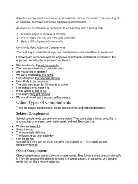 Adjective Complement Adjective Verb