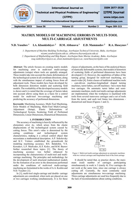 Pdf Matrix Models Of Machining Errors In Multi Tool Multi Carriage
