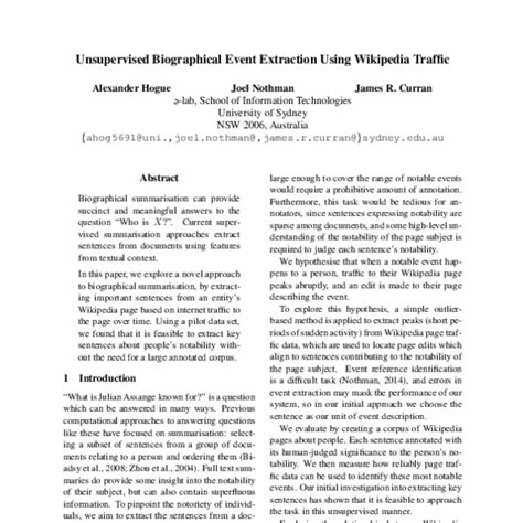 Unsupervised Biographical Event Extraction Using Wikipedia Traffic