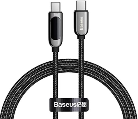Baseus 100w Usb Type C To Type C Led Display Data Cable 1 Meter Size Black Price In Egypt