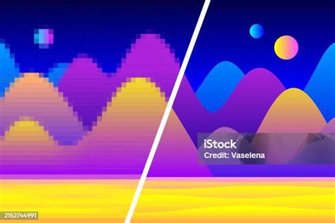 Low Resolution Pixelated Image And High Resolution Image Stock Illustration Download Image Now