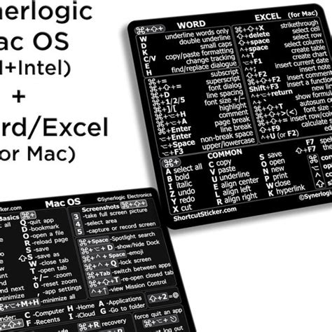 Word Excel For Mac Quick Reference Guide Keyboard Shortcut Etsy