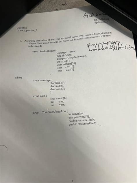 1 assuming that values of type char are stored in