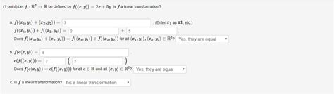 solved 1 point let f r2 → r be defined by f y 2x