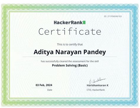 aditya narayan pandey on linkedin hackerrank certification