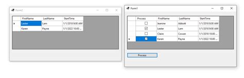 How To Transfer Selected Rows In Dgv1 Of Form1 To Dgv2 Of Form2 And