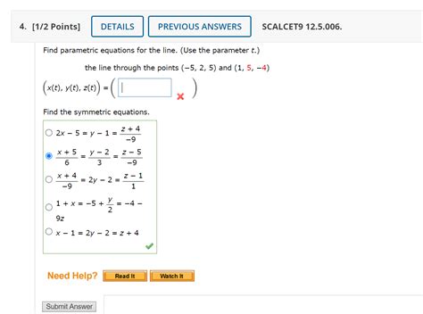 Solved Find Parametric Equations For The Line Use The Chegg