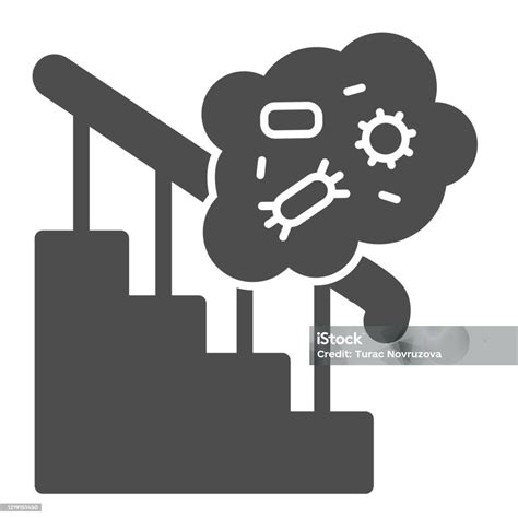 홈 안티 위생 조건 고체 아이콘입니다 계단 난간 및 박테리아 거품 문말 스타일 흰색 배경에 그림 모바일 개념 및 웹 디자인에 대한 코로나 바이러스 예방 벡터 그래픽