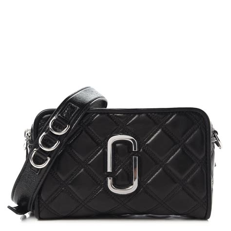 Marc Jacobs Natural Grain Calfskin Quilted The Softshot 21 Bag Black