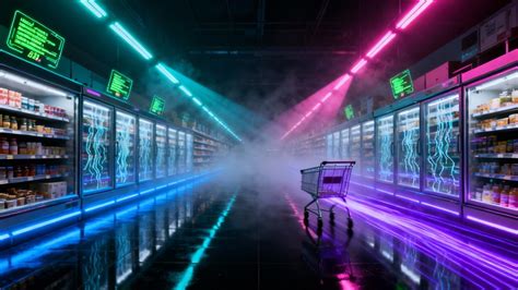 Free Neon Grocery Dreamscape Image Cyberpunk Neon Supermarket