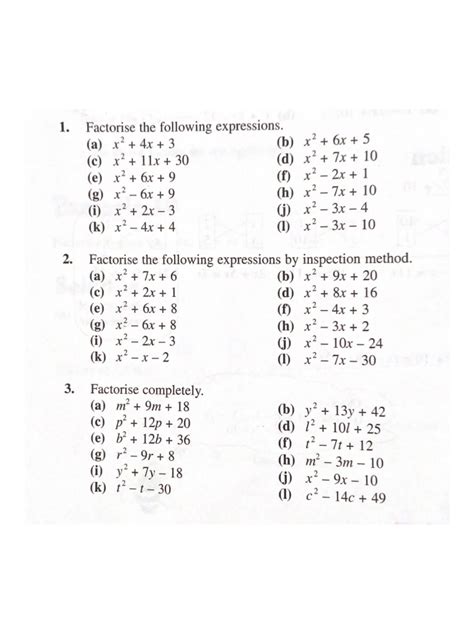 Quadratic Factorization Pdf