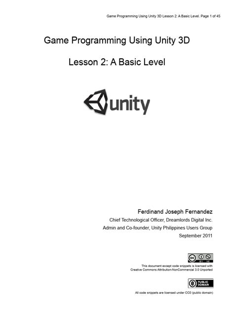 Feu Unity 3 D Lesson 2 Pdf 3 D Computer Graphics Computer File