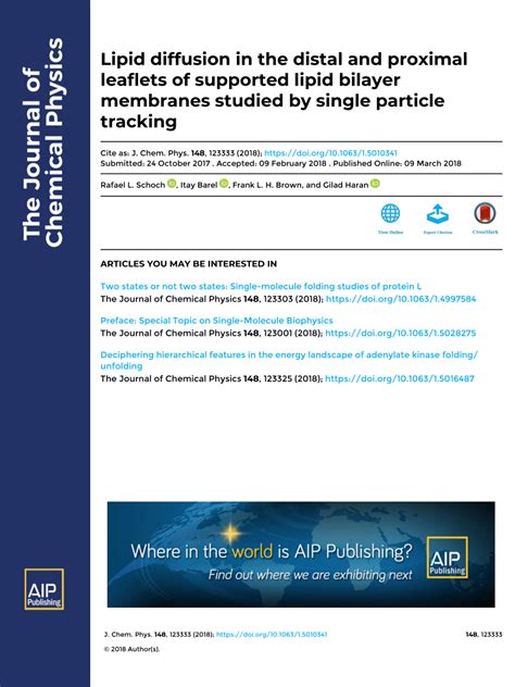 Pdf Lipid Diffusion In The Distal And Proximal Leaflets Of Supported Lipid Bilayer Membranes