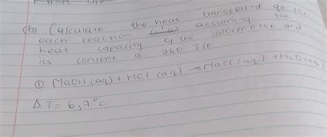Solved B Calculate The Heat Transferred Qp For Each Chegg