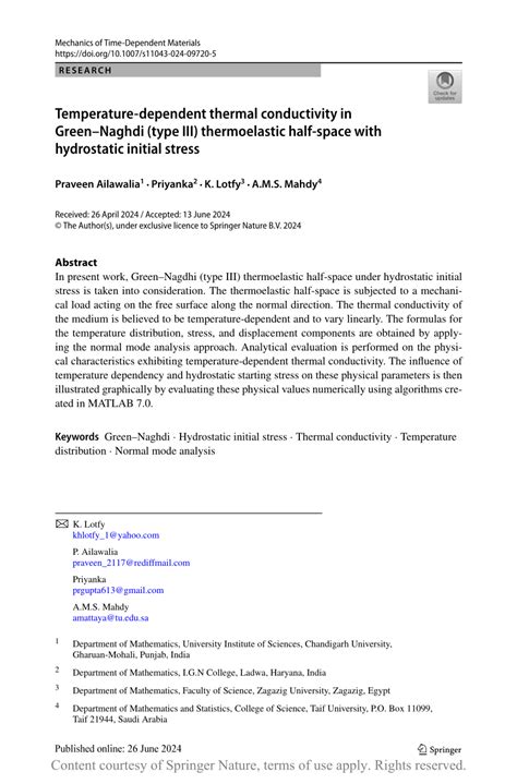 Temperature Dependent Thermal Conductivity In Green Naghdi Type Iii Thermoelastic Half Space