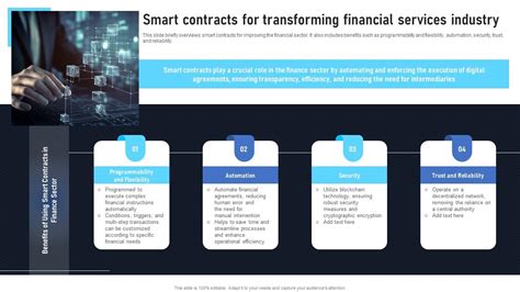 Smart Contracts For Transforming Financial Services Exploring The
