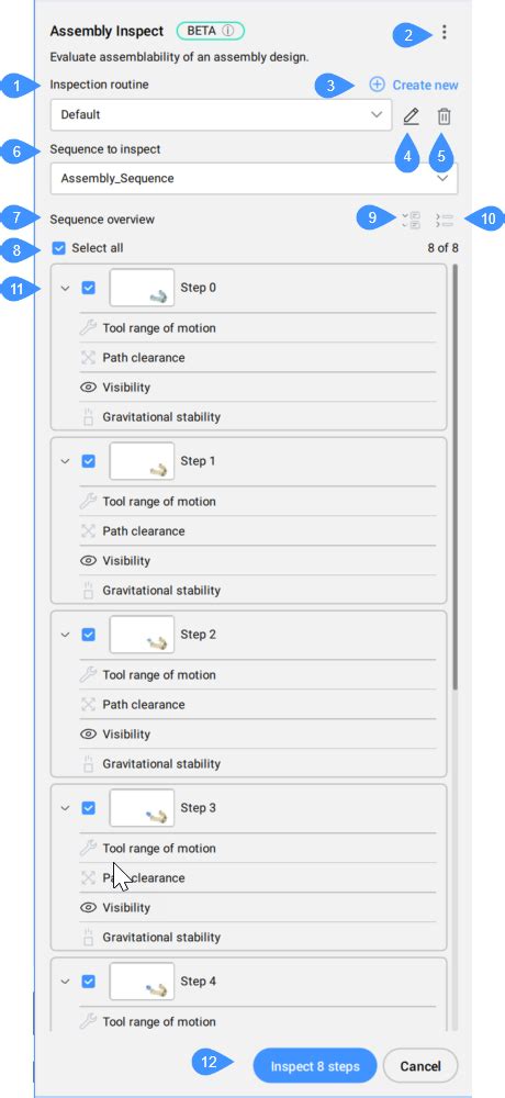 Bmassemblyinspect Command Bricscad Lite And Pro Bricsys Help Center