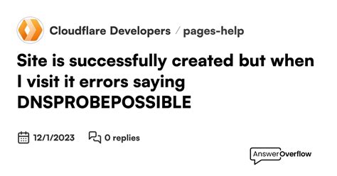 Site Is Successfully Created But When I Visit It Errors Saying Dns