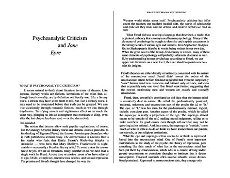 Pdf Psychoanalytic Criticism And Jane Eyre What Is Psychoanalytic Criticism