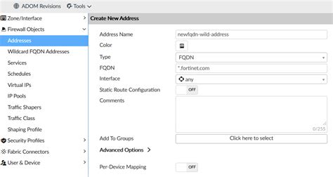 support fqdn address objects in firewall policies fortimanager 6 2 2 fortinet document library