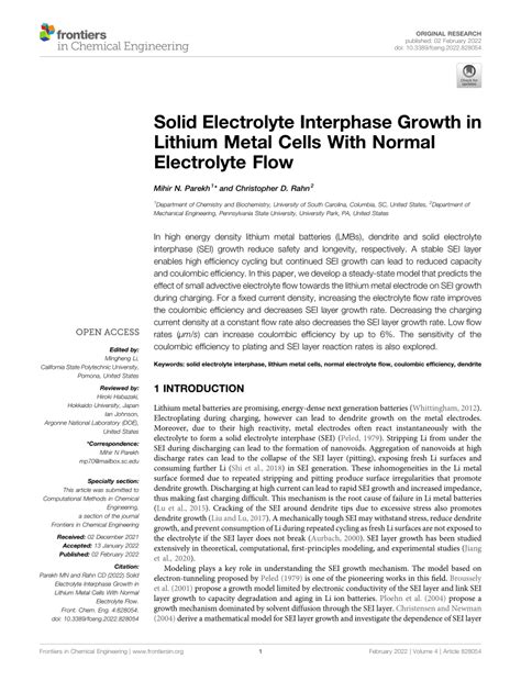 Pdf Solid Electrolyte Interphase Growth In Lithium Metal Cells With